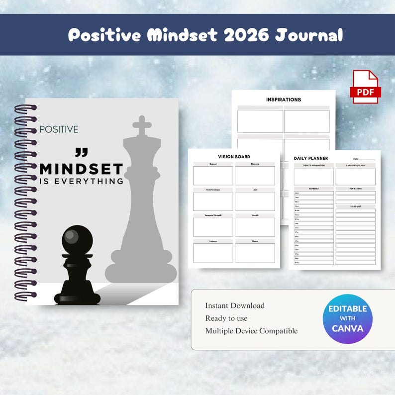 Positive Mindset 2026 Journal | Daily Motivation & Gratitude Planner ...