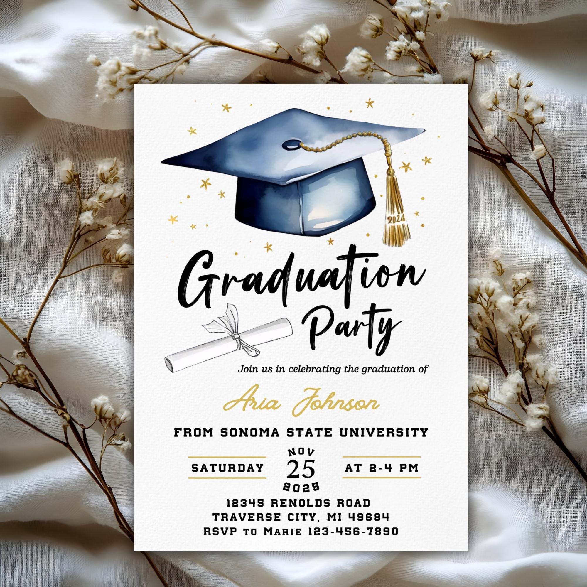 Printable Graduation Party Invitation | Editable Template (7x9 Inches ...