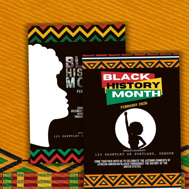 Green and Yellow Black History Month Event Poster, Illustrated African ...