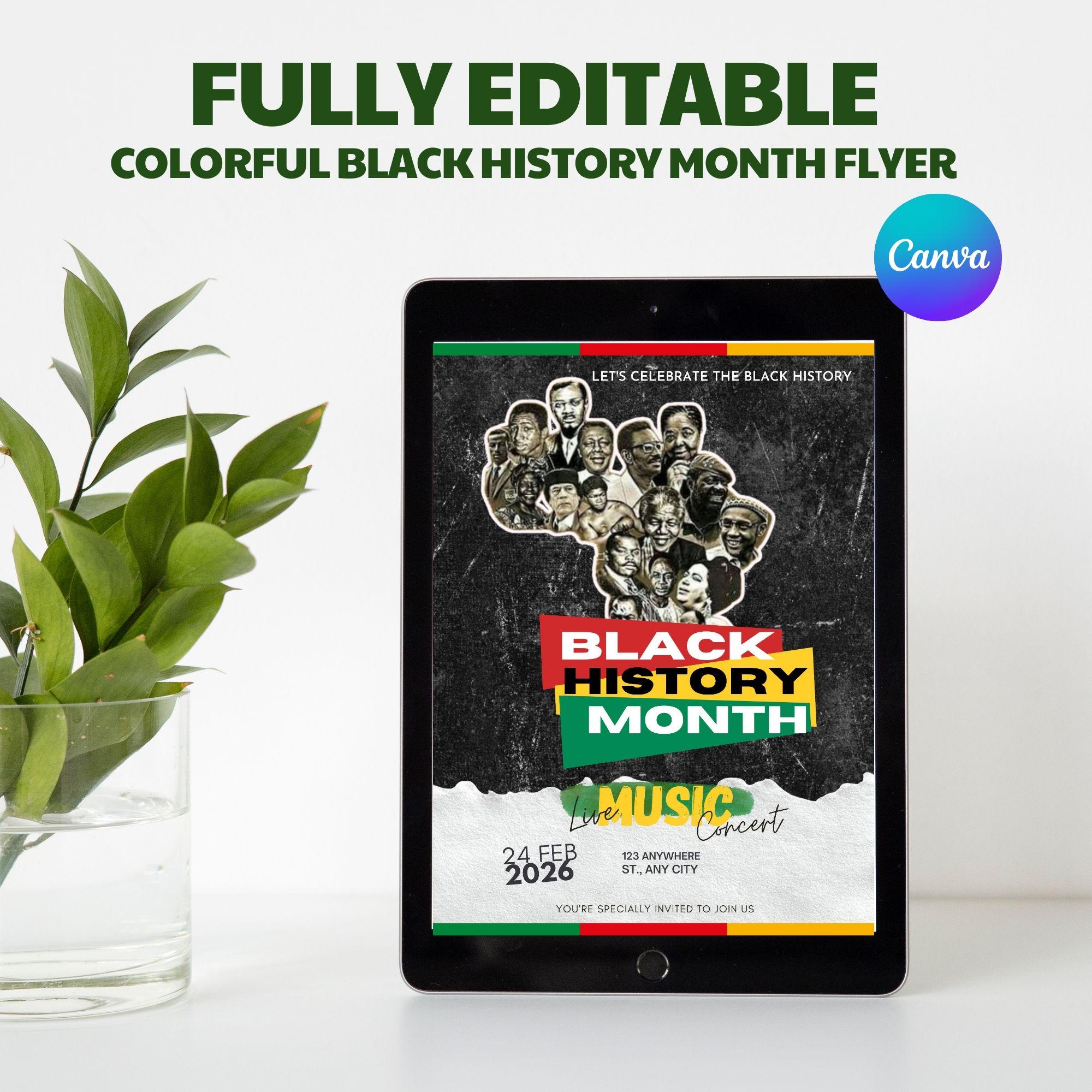 Colorful Black History Month Flyer, Vibrant African American Event ...