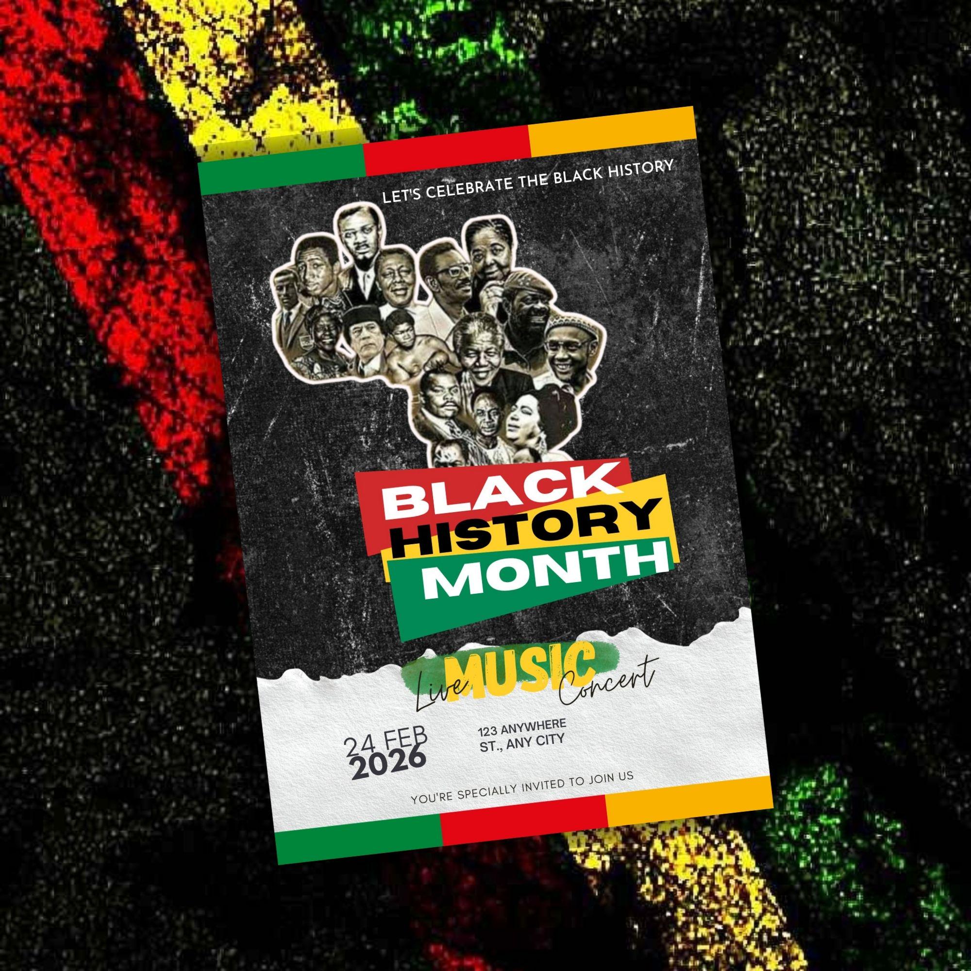 Colorful Black History Month Flyer, Vibrant African American Event ...