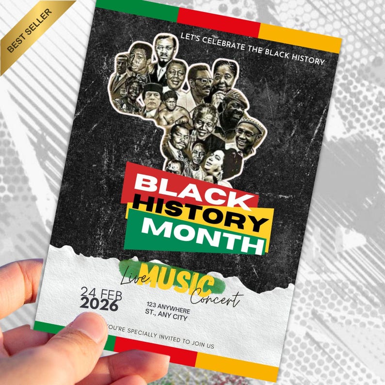 Colorful Black History Month Flyer, Vibrant African American Event ...