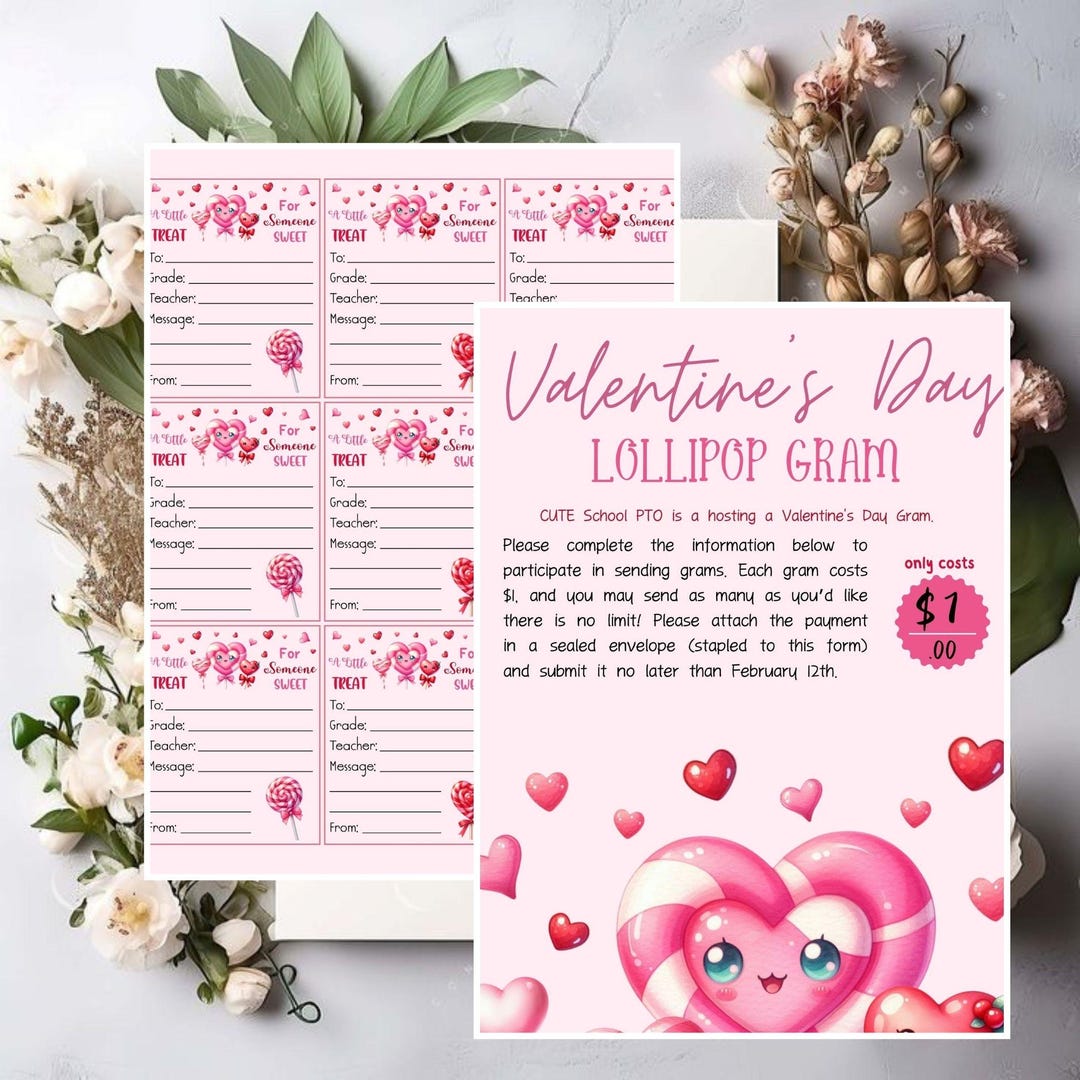 Printable Valentine's Day Candy Gram | Love Message Gift Card (digital ...