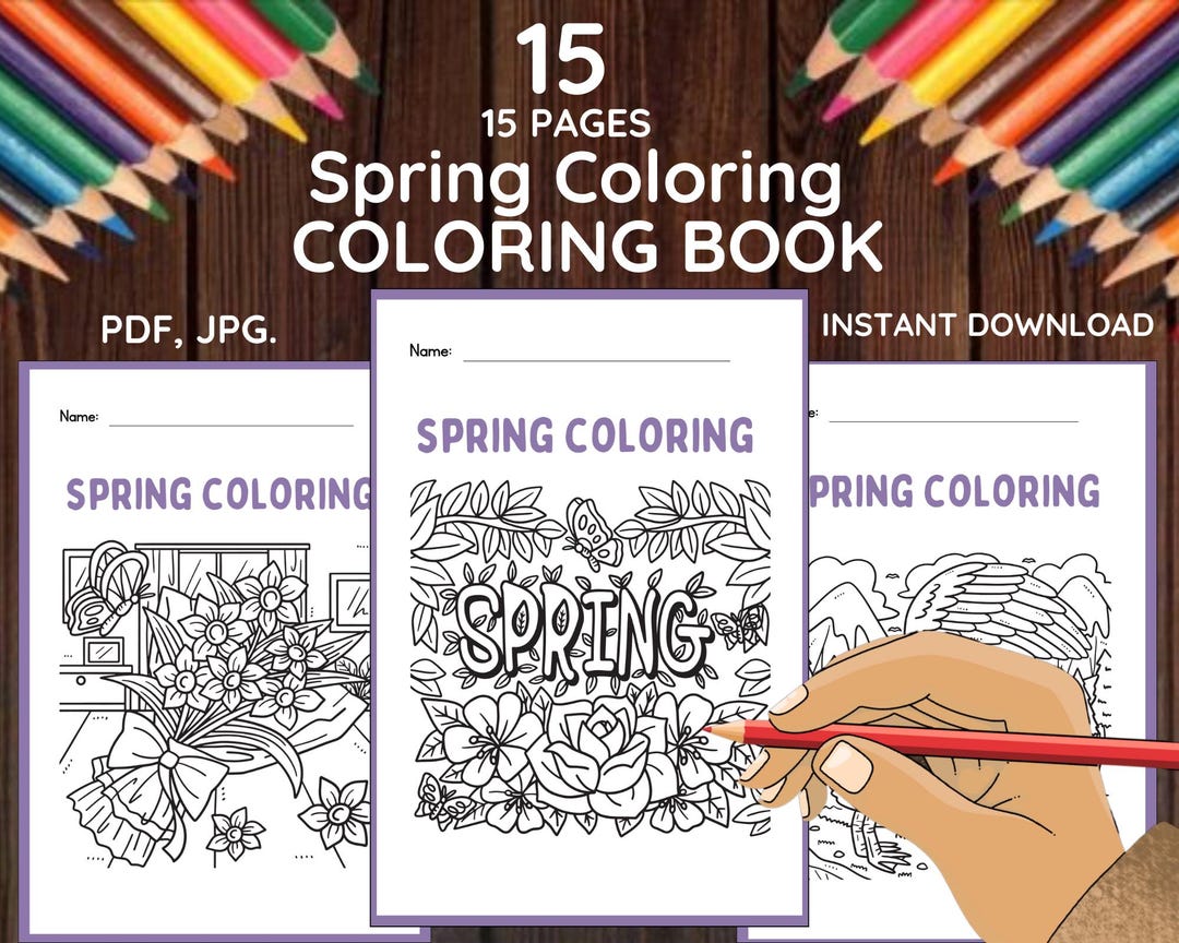 Printable Spring Coloring Page Worksheet, Kids Colouring Pages, Adults ...