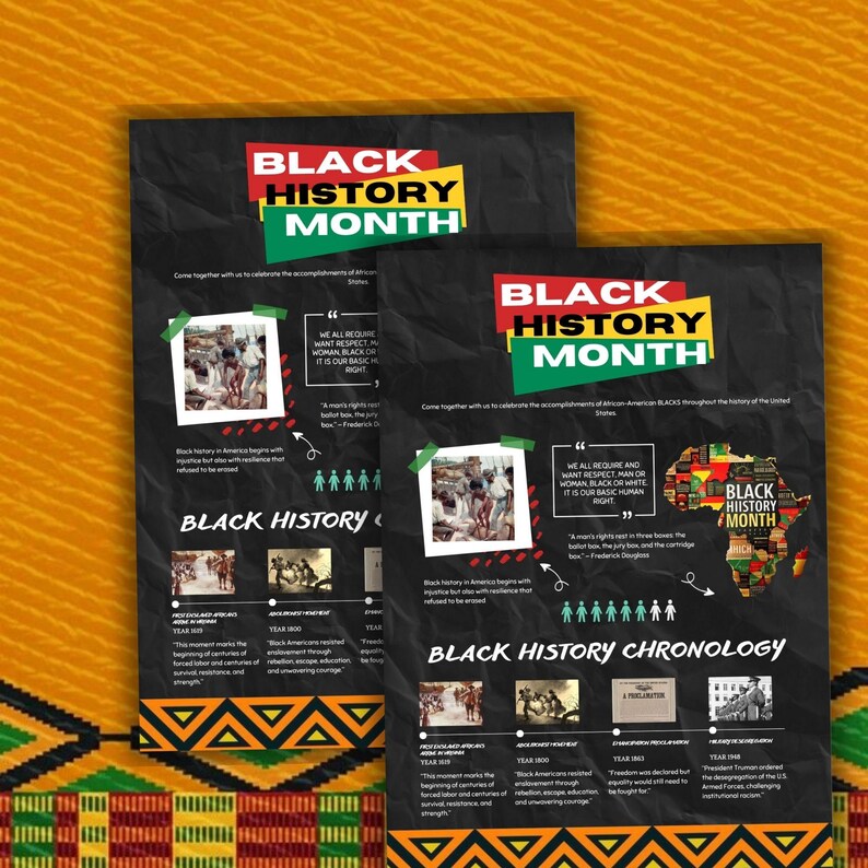 Red and Yellow Modern Black History Month Poster, Bold African American ...