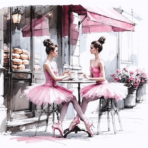 Feminine Cute Coquette Ballerinas PNG and Prints. Wall Decor Bundle ...