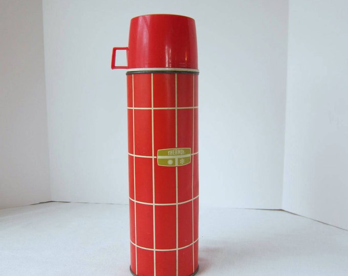 Mid Century Modern Vintage Tall Red Thermos Bottle - Etsy