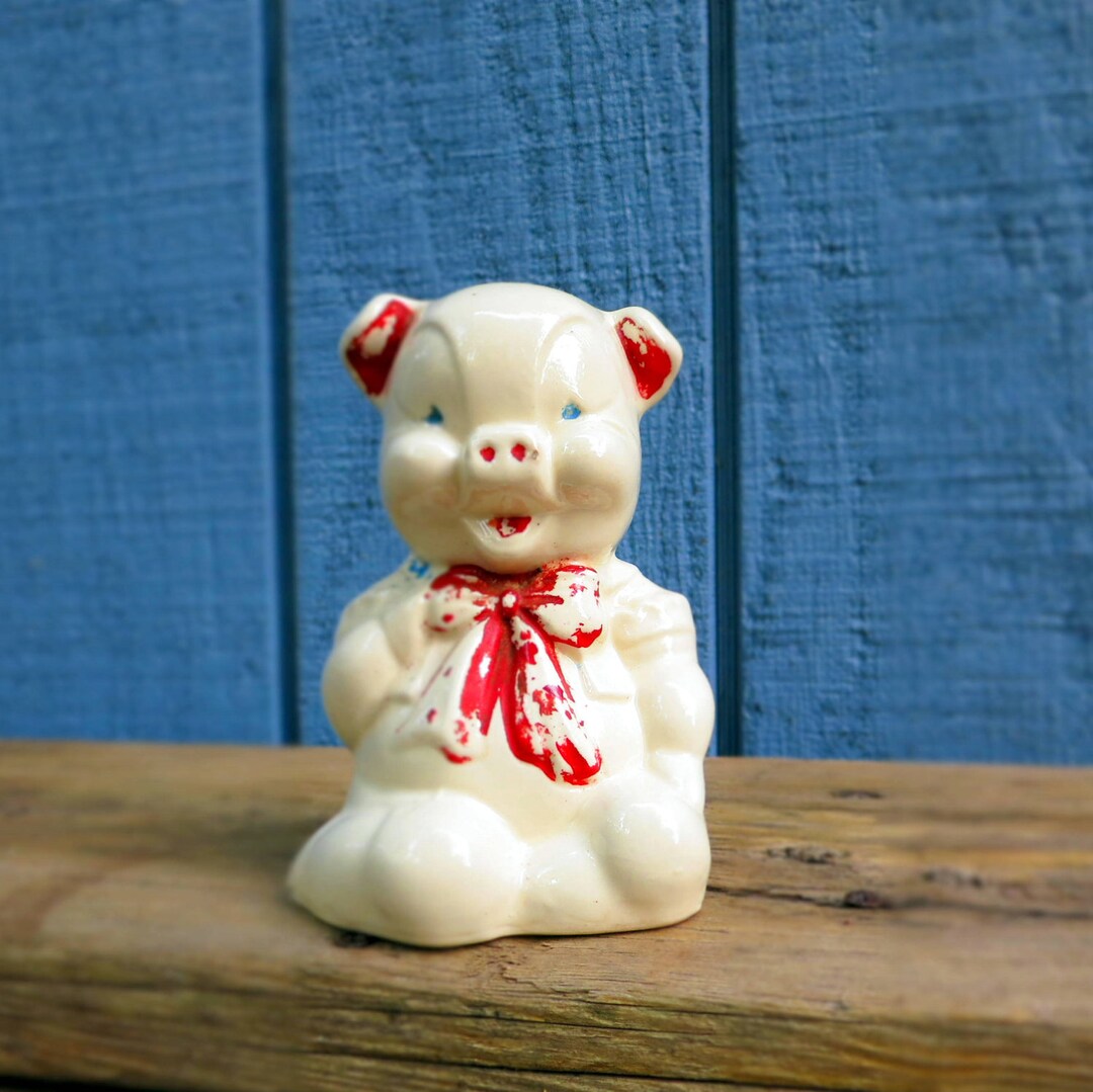 Vintage Ceramic Piggy Bank Nursery Decor Hand Painted 1940s - Etsy