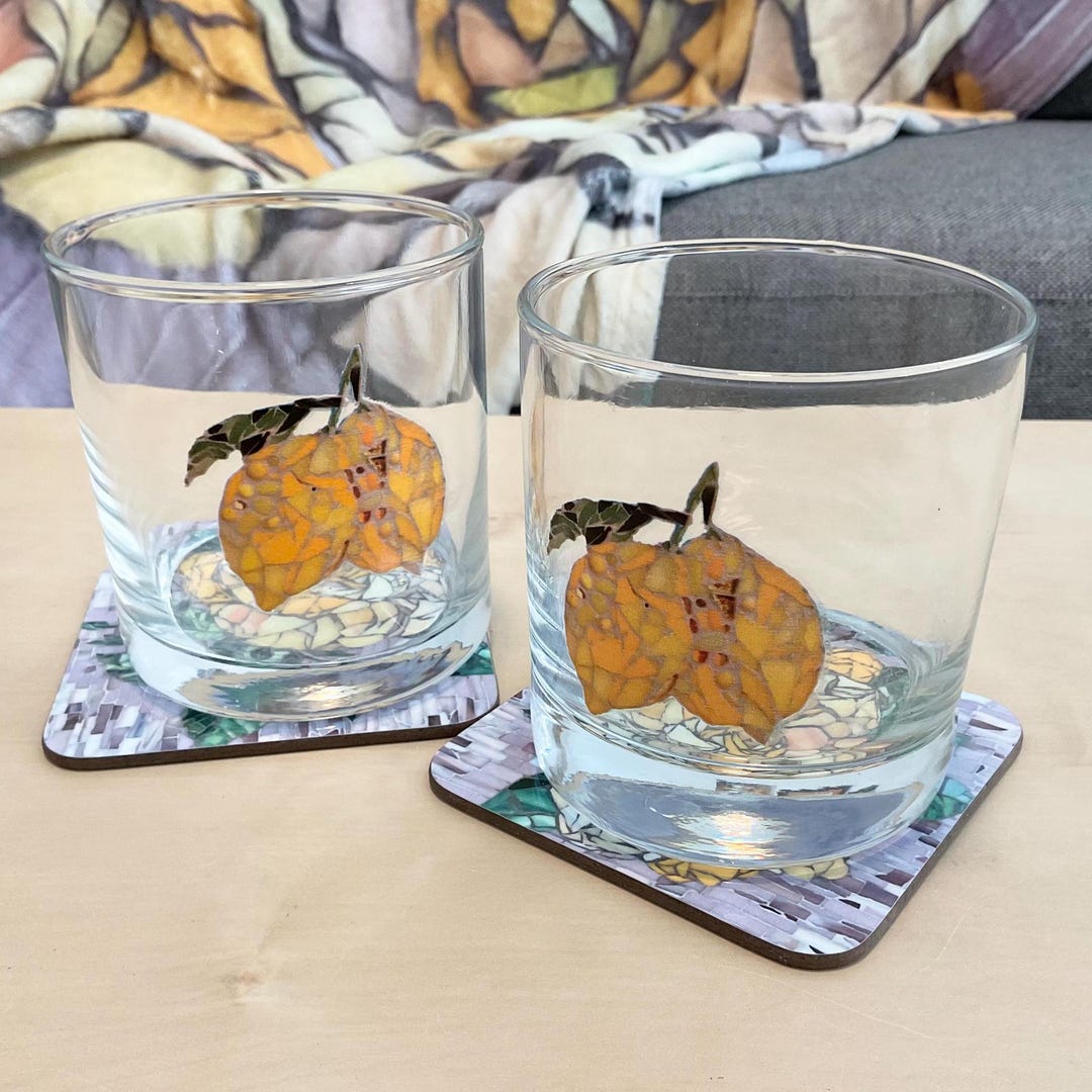 Lemon Mosaic Glass Set - Etsy