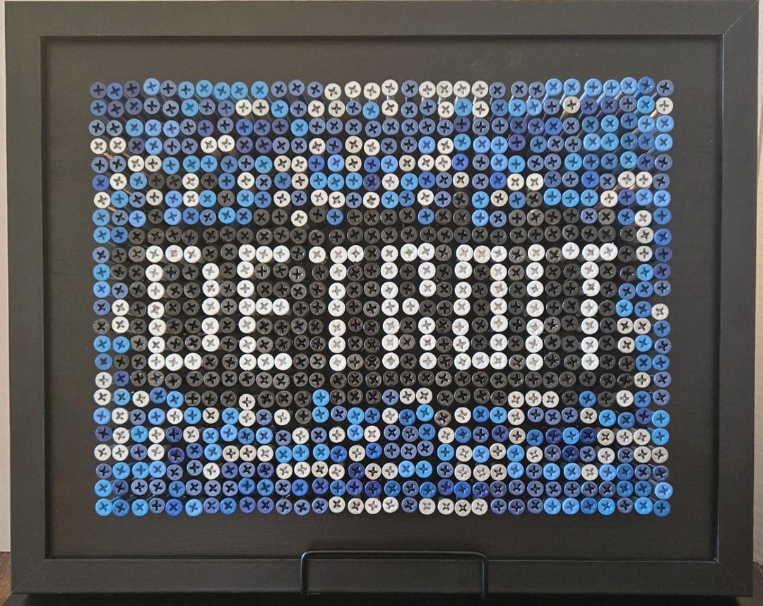 Handcrafted Detroit Mosaic Screw Art Unique Industrial Metal Wall Decor ...