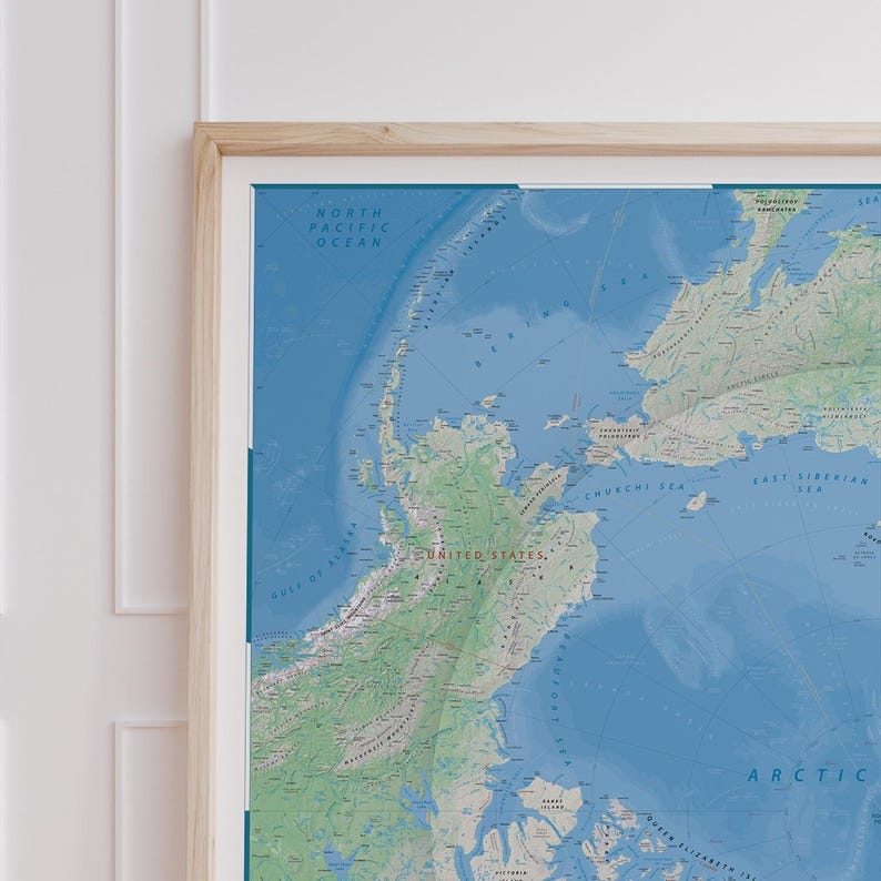 Arctic Map, 2025, Giclée Print 70 X 70 Cm / 28 X 28", Physical Map of ...