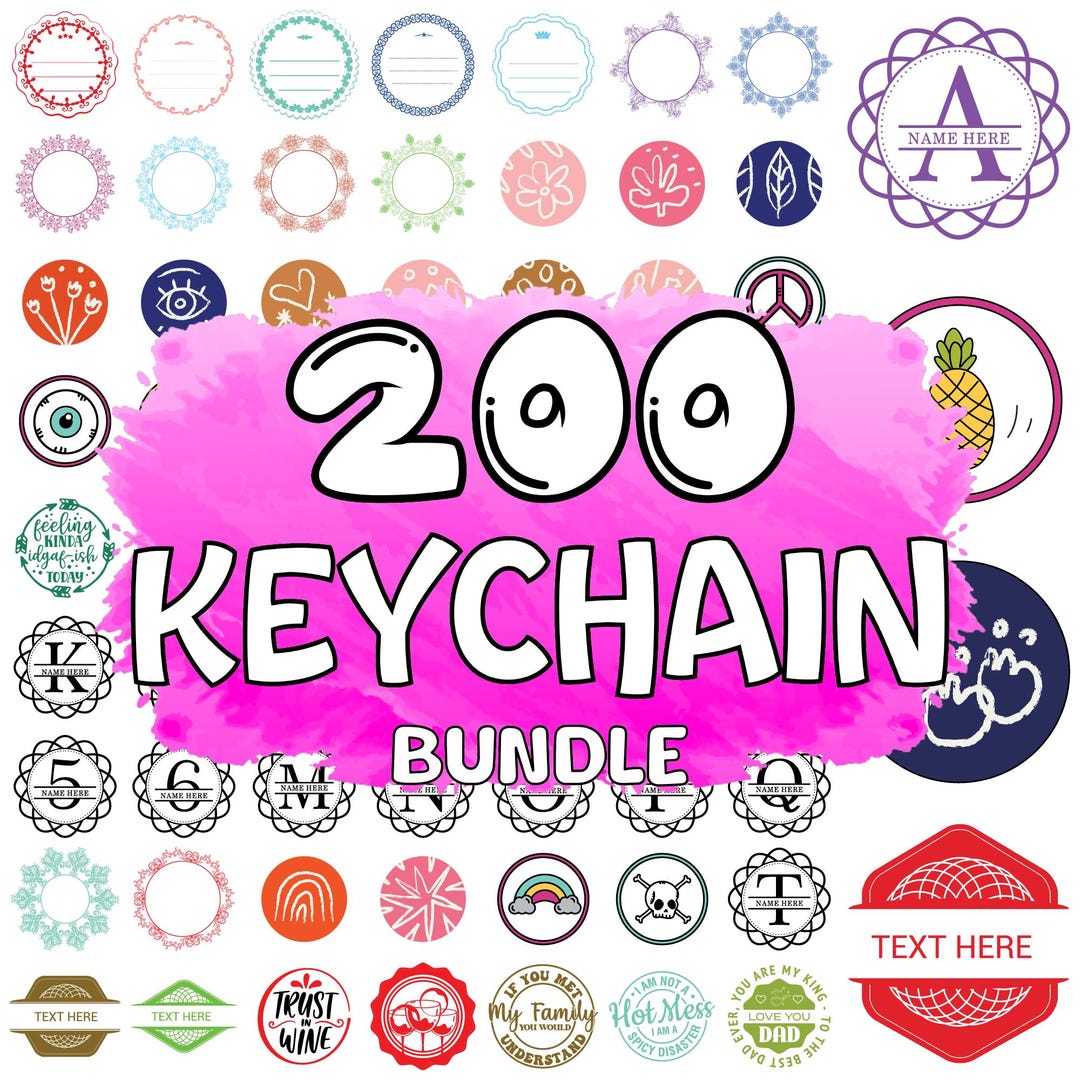 Retro Round Keychain SVG Bundle: Acrylic Keychain Patterns (digital ...