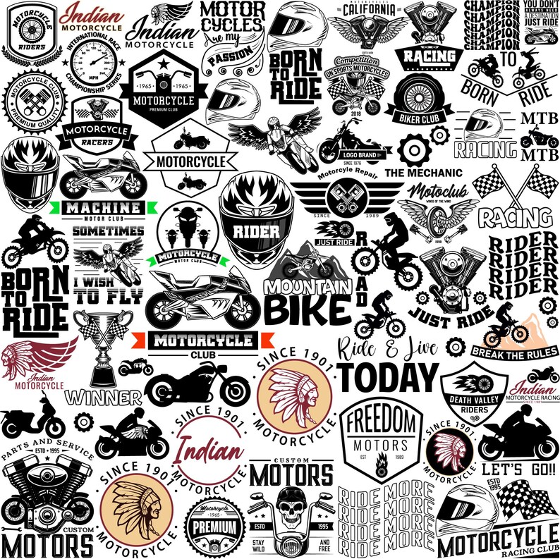 Motorcycle SVG Bundle: Classic Biker Clipart (PNG, SVG) - Etsy