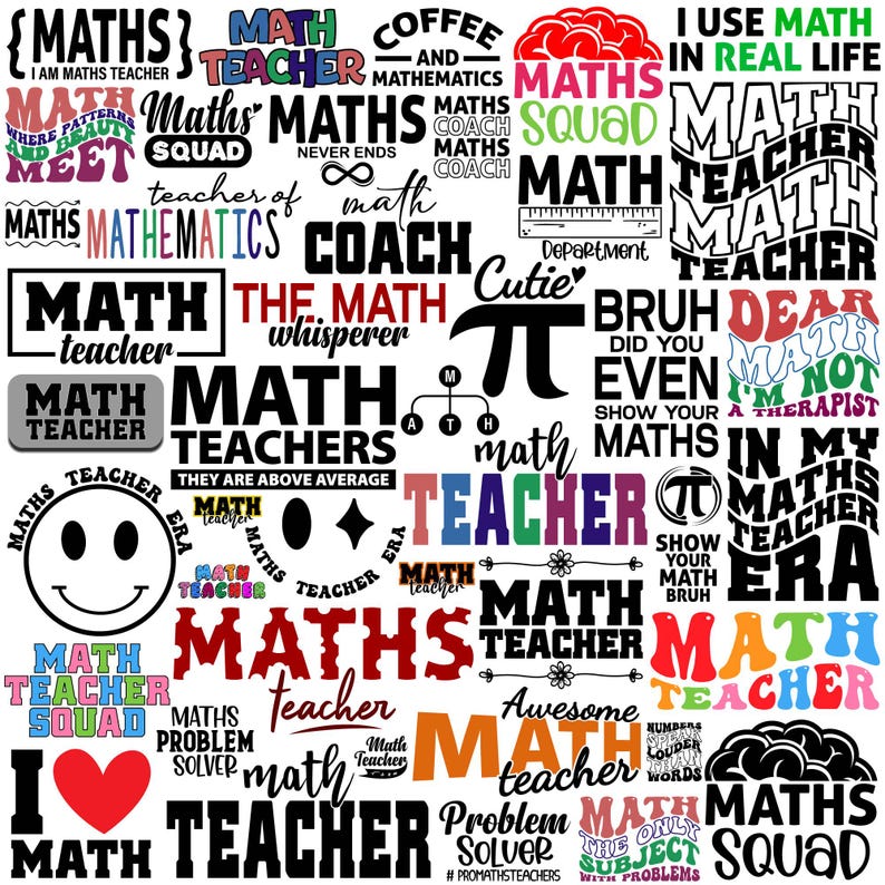 Math Teacher SVG Bundle: Cricut Silhouette Designs (digital Download ...