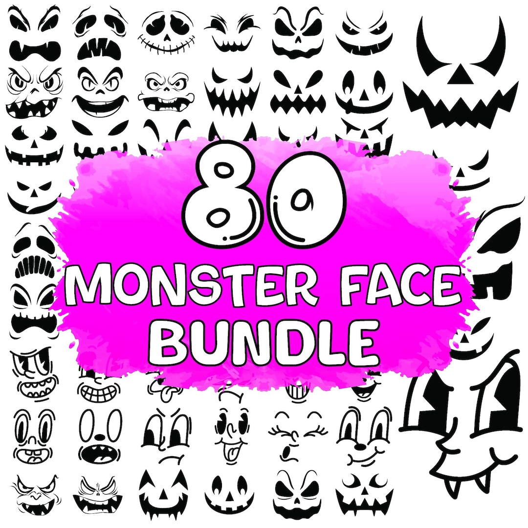 Monster Face SVG Bundle: Silly & Horror Designs (digital) - Etsy