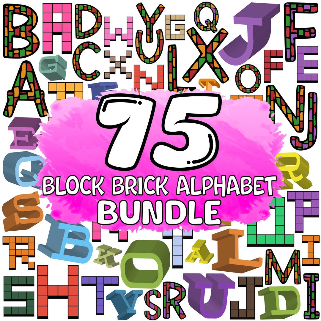 Block Brick Alphabet SVG, Building Bricks Alphabet SVG, Colourful Block ...