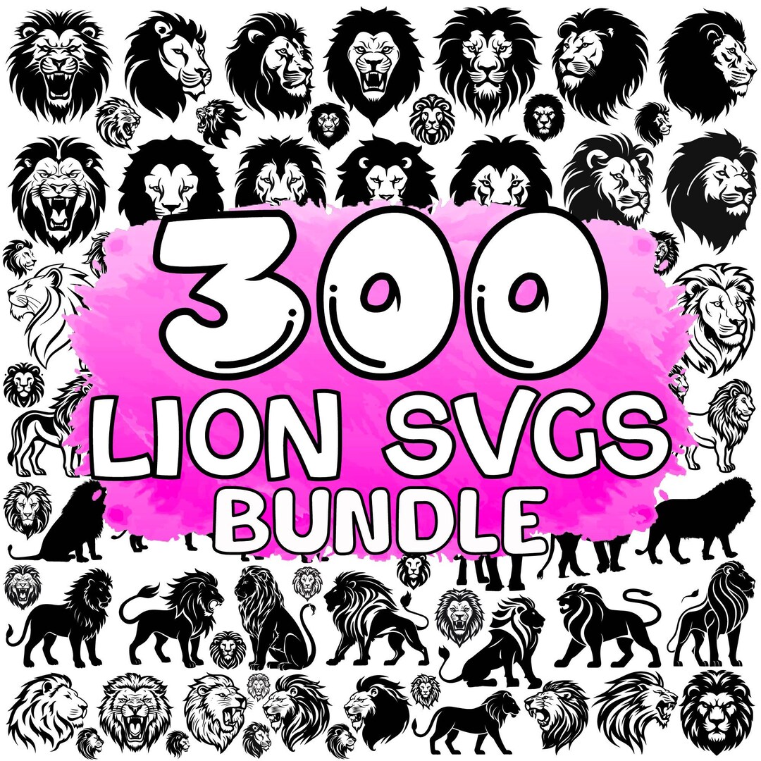 Lion SVG Bundle: Silhouette Clipart for Cricut, Laser Cut (digital ...