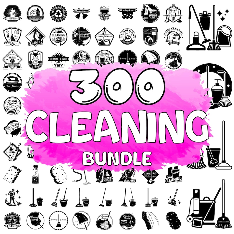 Cleaning SVG Bundle: Mop, Broom, and Tools Clipart (digital Download ...