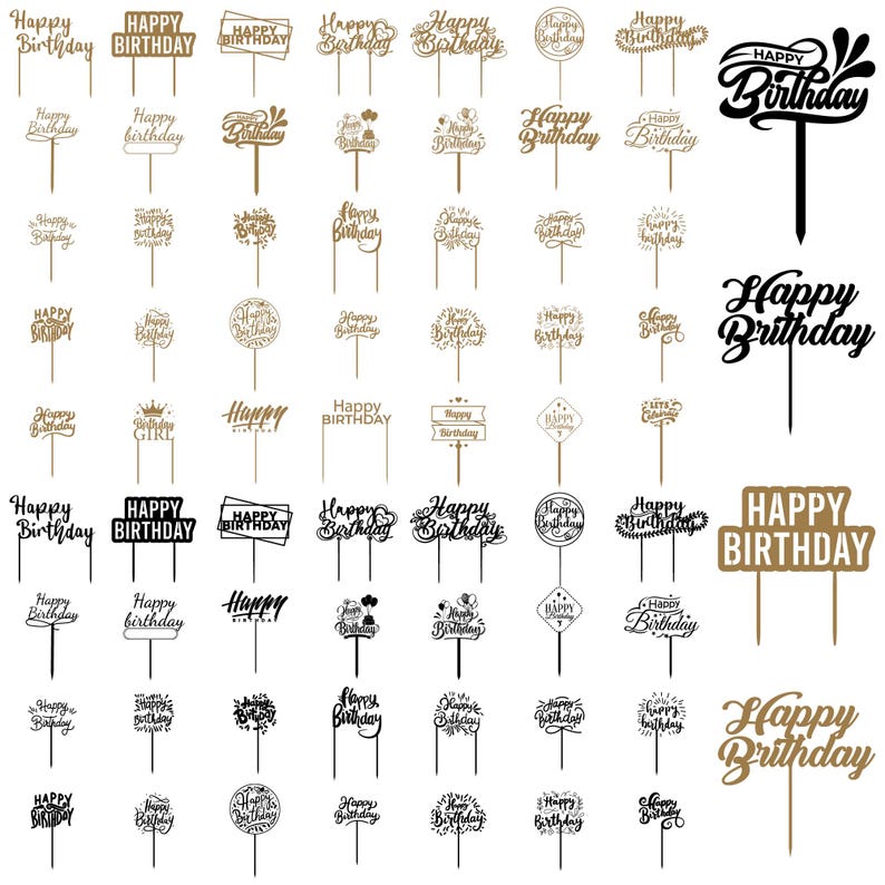 Happy Birthday Cake Topper SVG: Laser Cut File (digital Download - Etsy