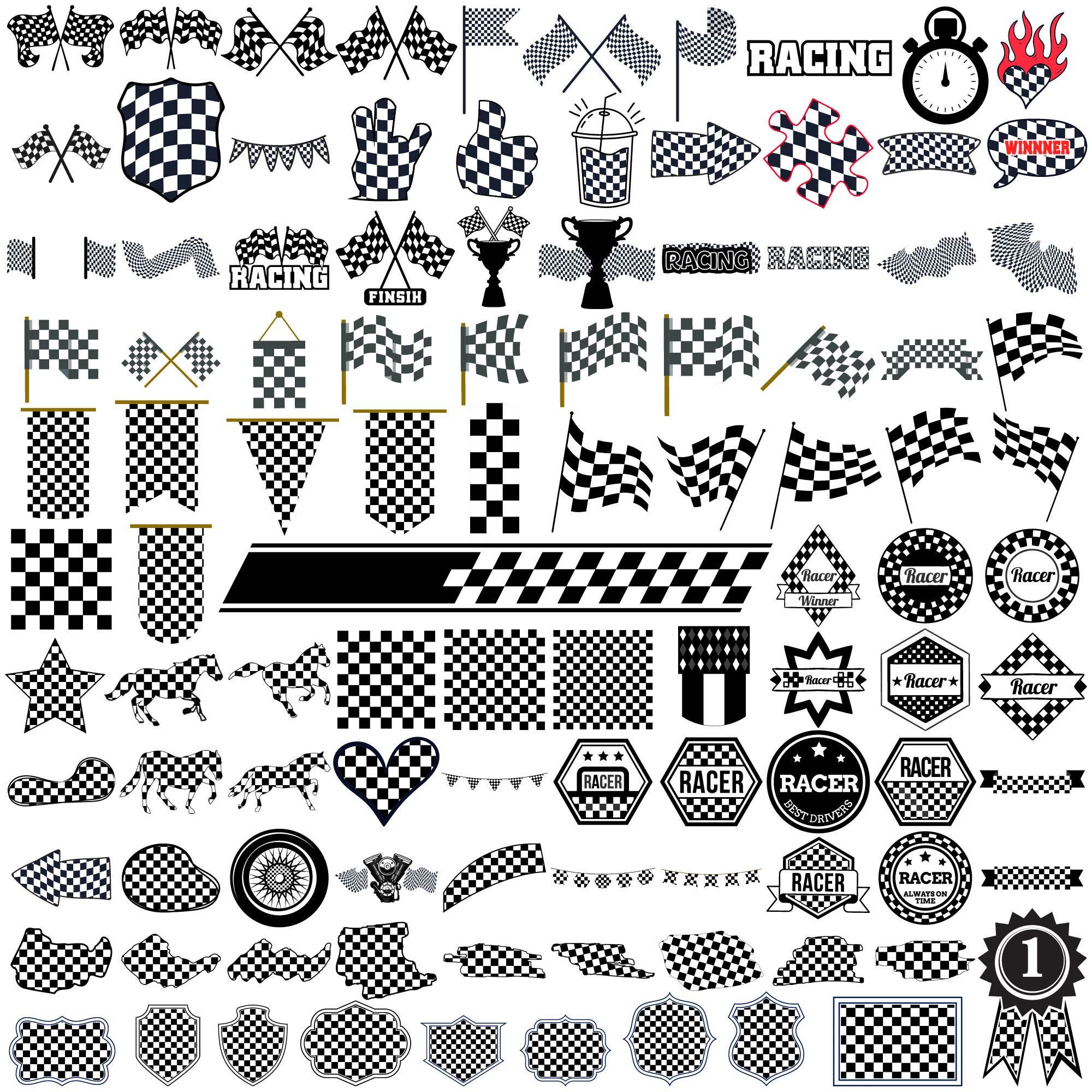 Racing Flags SVG Bundle, Checked Flag SVG, Race Flag Png Svg, Racing ...