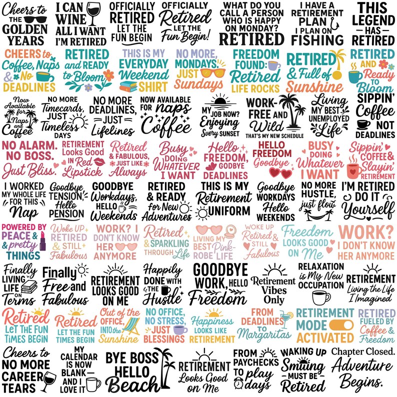 Retirement Quotes SVG Bundle, Funny Retired Svg, Cut File (digital ...