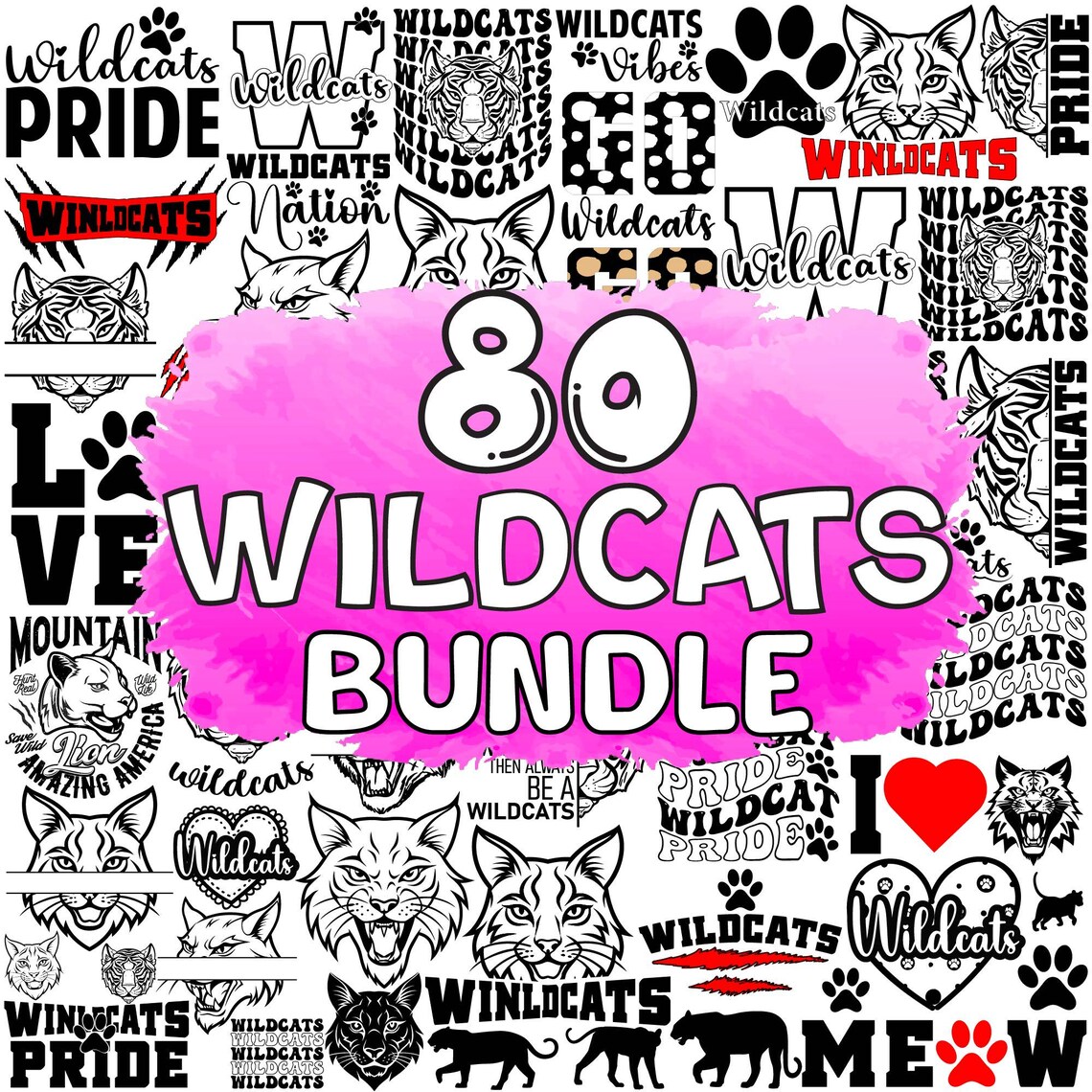 Wildcats SVG Bundle: Tiger Silhouette, Cat Quotes (digital) - Etsy