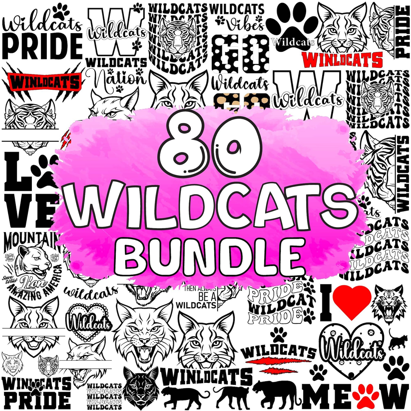 Wildcats SVG Bundle: Tiger Silhouette, Cat Quotes (digital) - Etsy