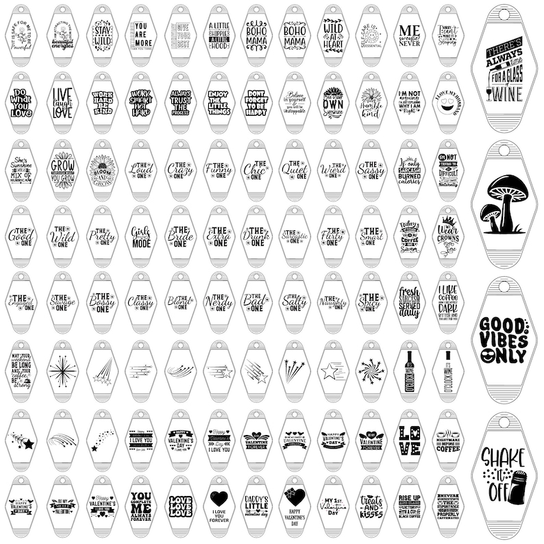 Snarky Motel Keychain SVG Bundle: Retro Sarcastic Quotes (digital ...