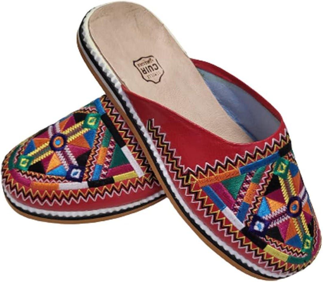 Moroccan Babouche Slippers for Women Handmade Leather House Shoes ...