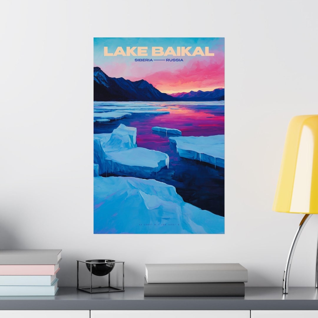 Lake Baikal Poster, Siberia Retro Art, Freshwater Lake Print, Travel-inspired Gift, Vintage ...