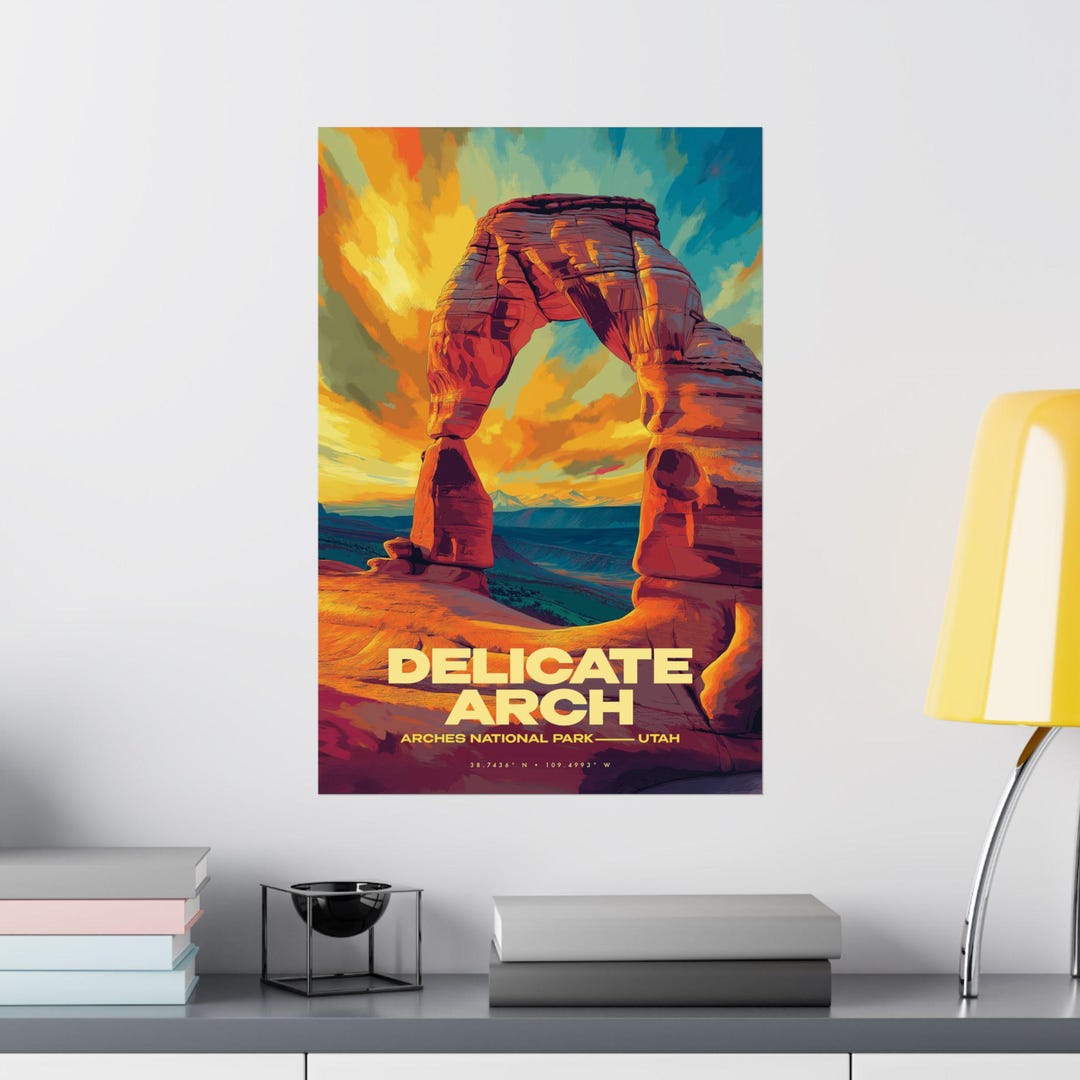 Delicate Arch Poster, Arches National Park Art, Retro Utah Decor Wall ...