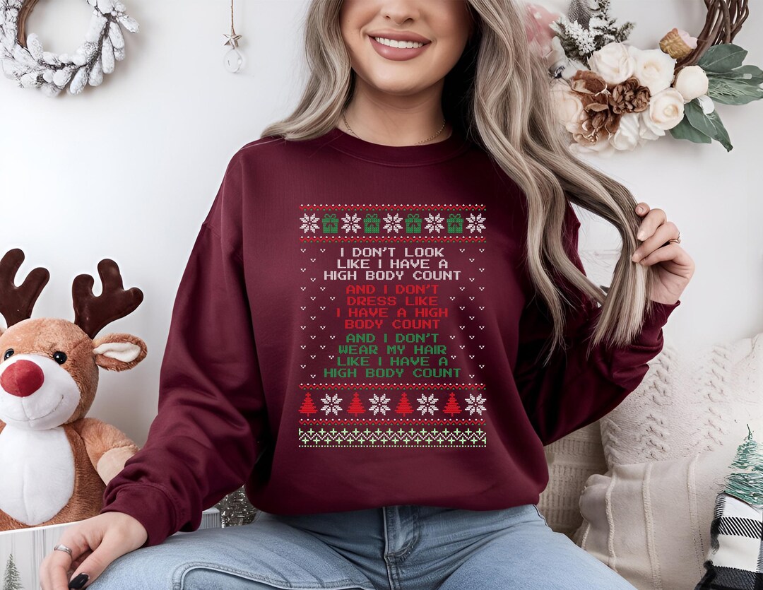 BODY COUNT RHOSLC Crew Neck, Angie K Quote Christmas Shirt, Ugly ...