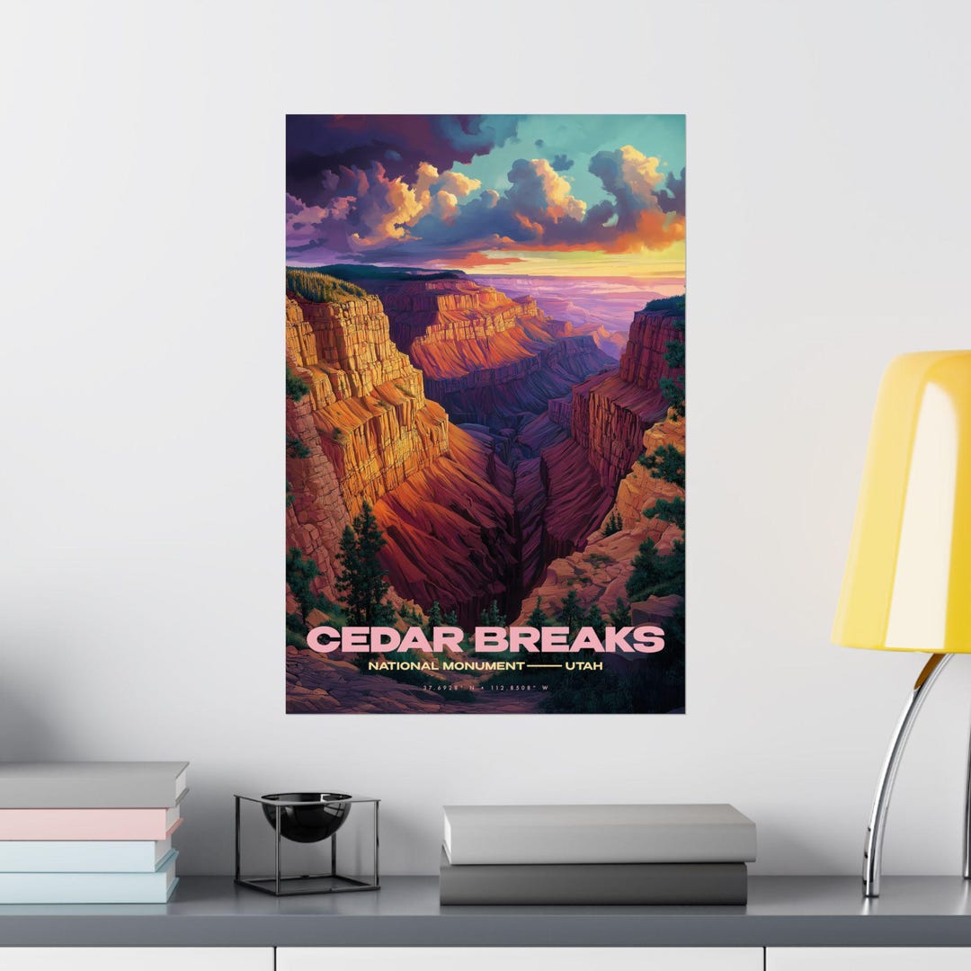 Cedar Breaks Poster, Utah Art, National Monument Print, Vintage Nature ...