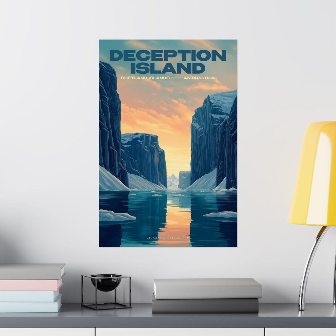 Deception Island Poster, Antarctica Retro Art, Volcanic Landscape Print ...