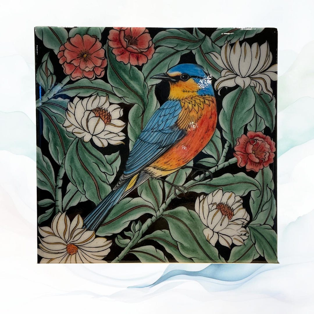 Bird Art Tiles, Bird Wall Decor, Hand Painted Bird, Boho Tiles, Bird ...