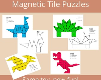 Magnetic Tile Puzzle Sheets, Printable, Magnatile Picasso Tile, Puzzle ...