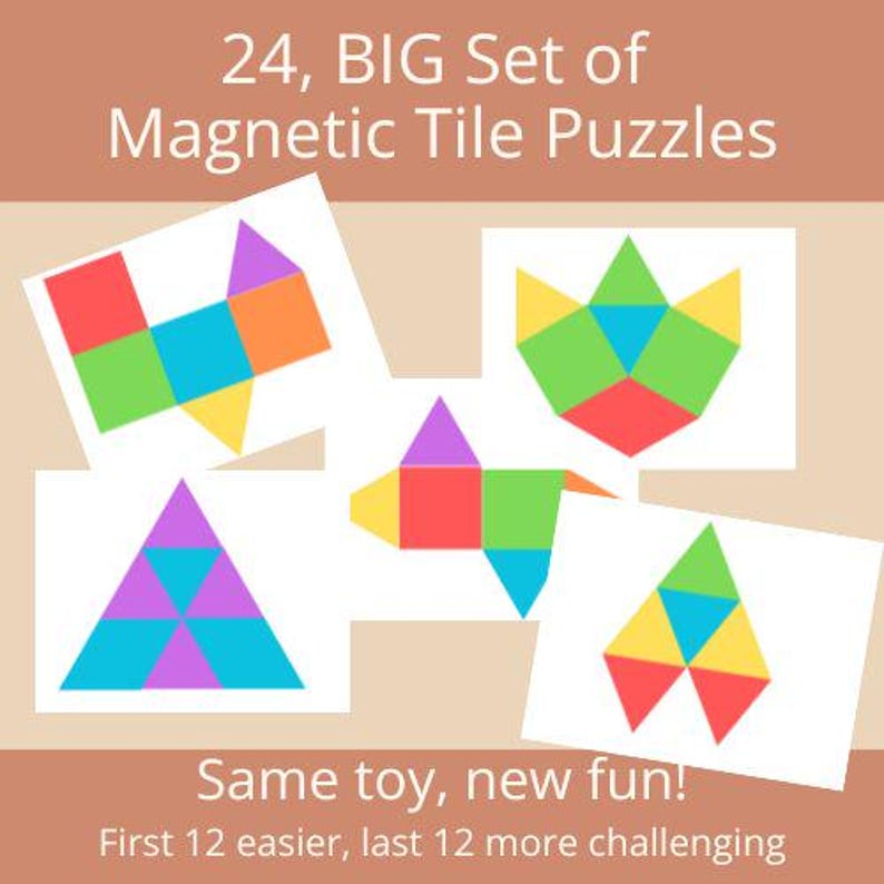 Magnetic Tile Puzzle Sheets, Printable, Magnatile Picasso Tile, Puzzle ...