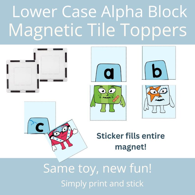 Magnetic Tile Topper Stickers, Printable, Magnatile Picasso Tile, Alpha ...