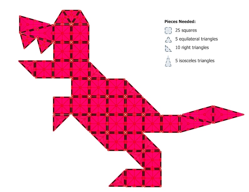 Dinosaur Magnetic Tile Puzzle Sheets, Printable, Magnatile Picasso Tile ...