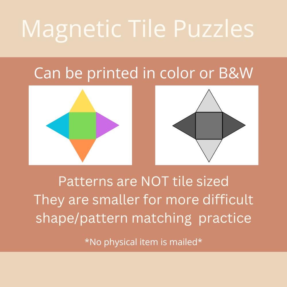 Magnetic Tile Puzzle Sheets, Printable, Magnatile Picasso Tile, Puzzle ...