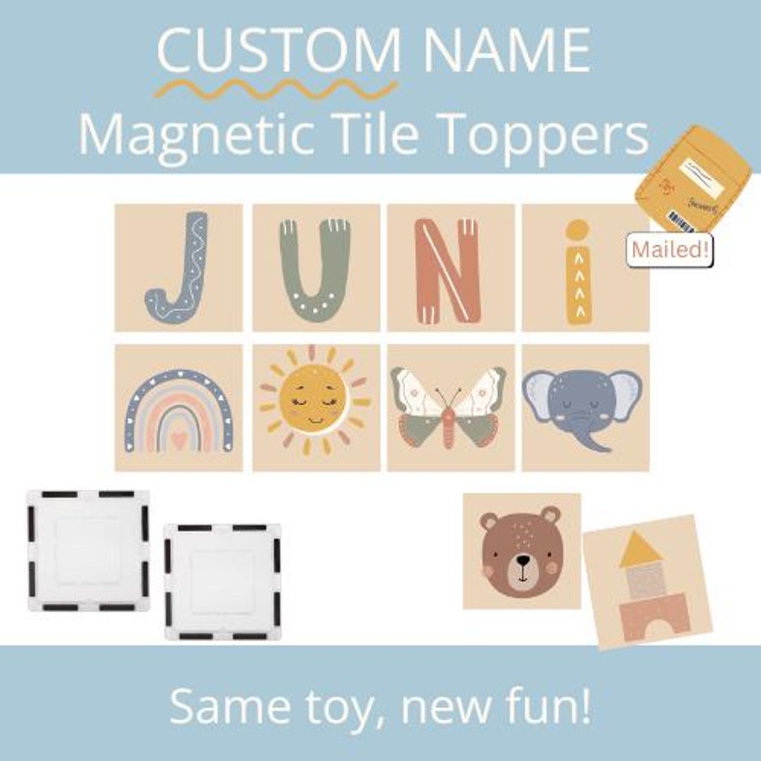 CUSTOM NAME Magnetic Tile Topper Stickers, Printable, Magnatile Picasso ...