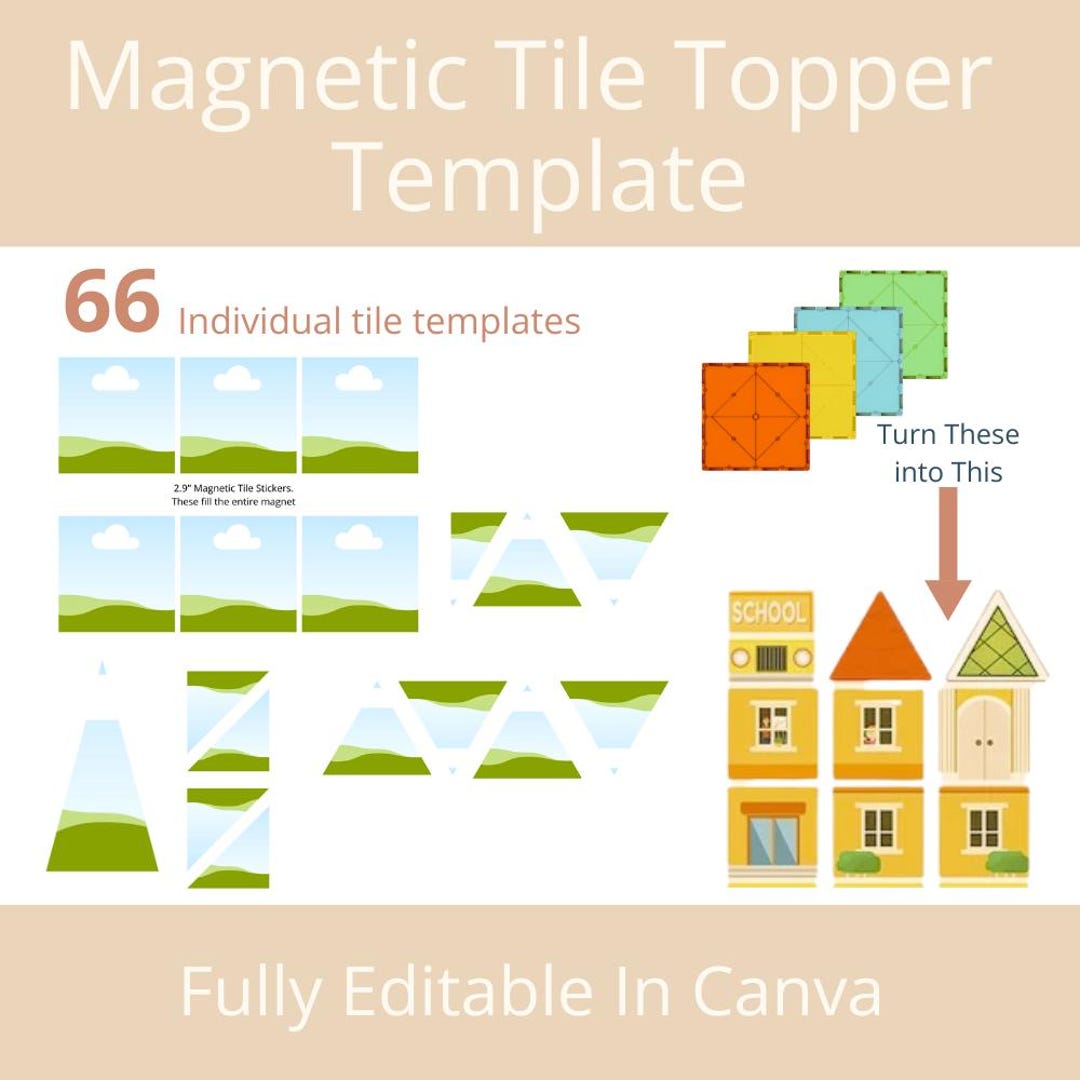 Magnetic Tile Topper Sticker Template, Downloadable Canva Template ...