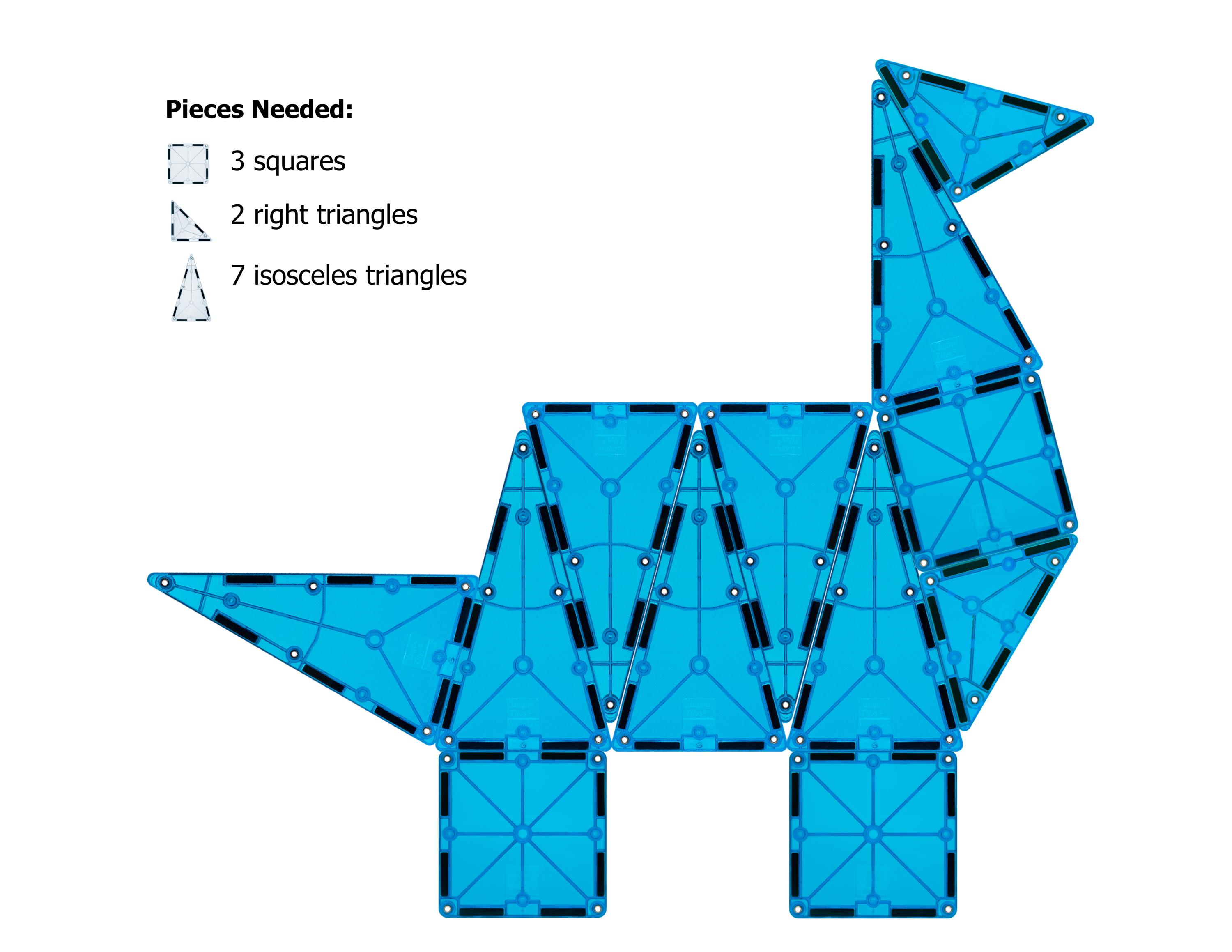 Dinosaur Magnetic Tile Puzzle Sheets, Printable, Magnatile Picasso Tile ...