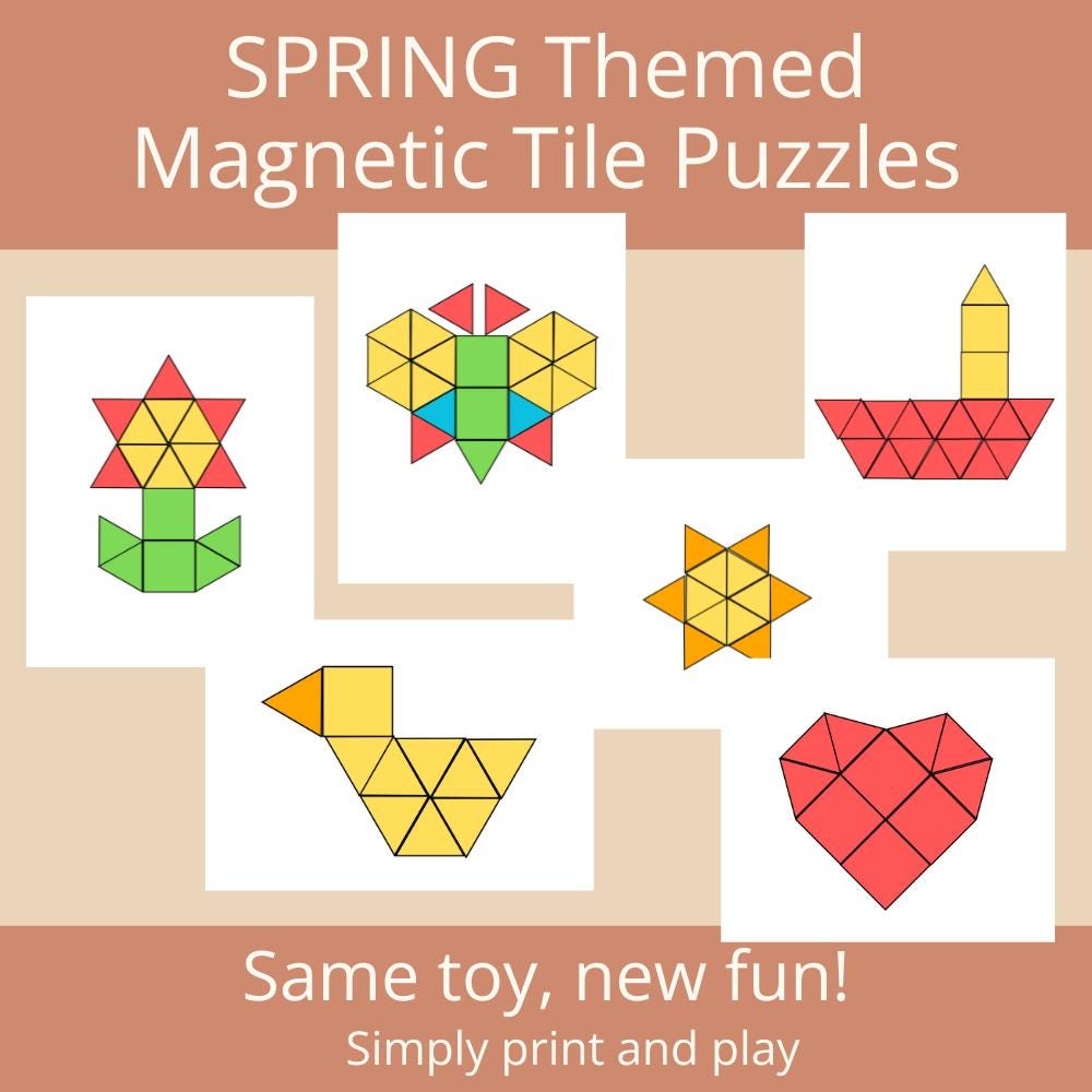 Magnetic Tile Puzzle Sheets, Printable, Magnatile Picasso Tile, Puzzle ...