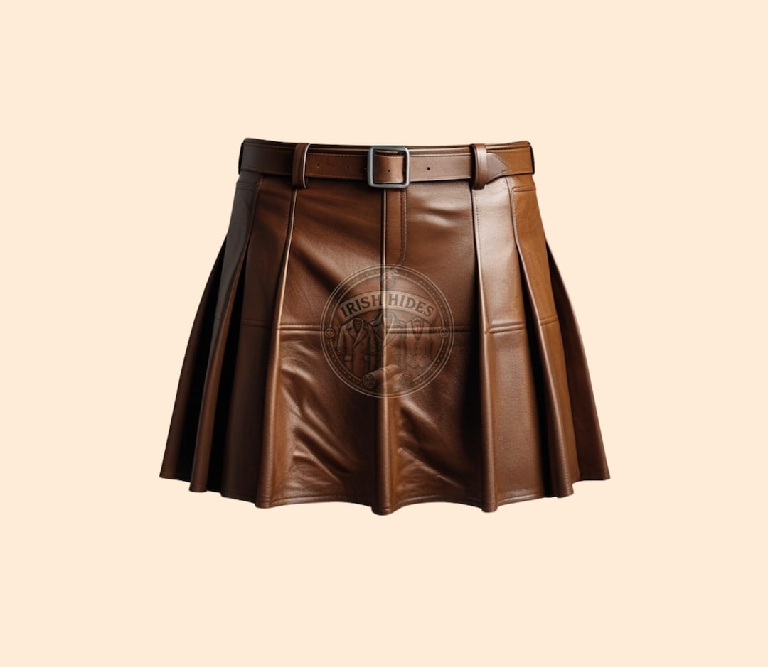 Handmade Genuine Leather Unisex Kilt, Modern and Simple Short Leather ...