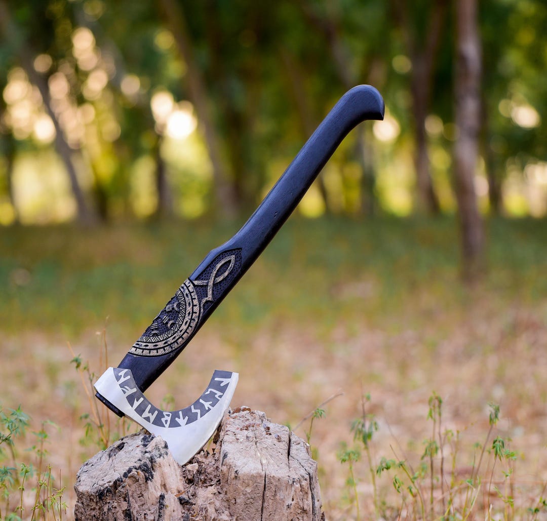 Hand-forged Viking Axe | Norse Hatchet With Runes | Custom Engraved ...