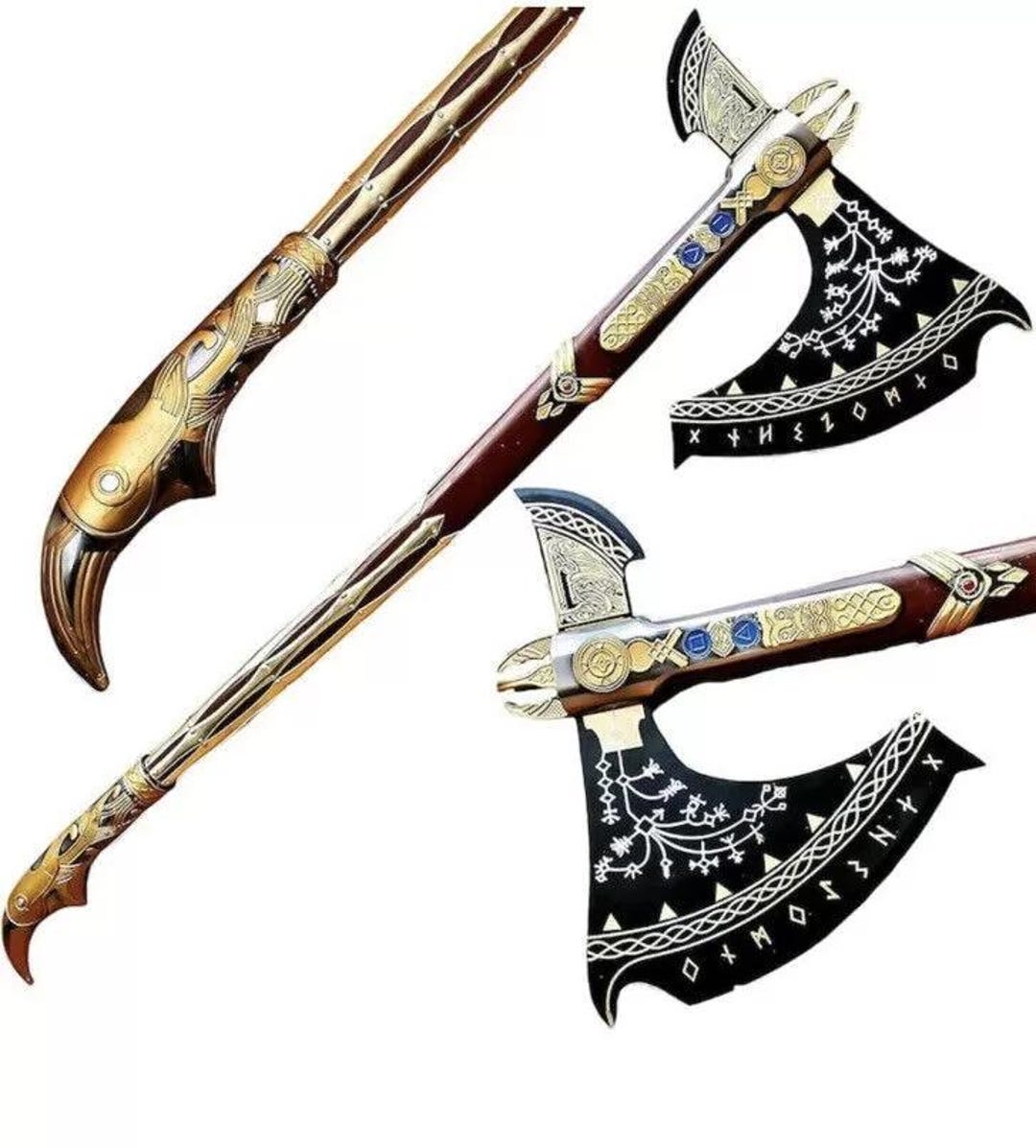 Hand-forged Nordic Battle Axe, Engraved Viking Axe, Double-sided ...