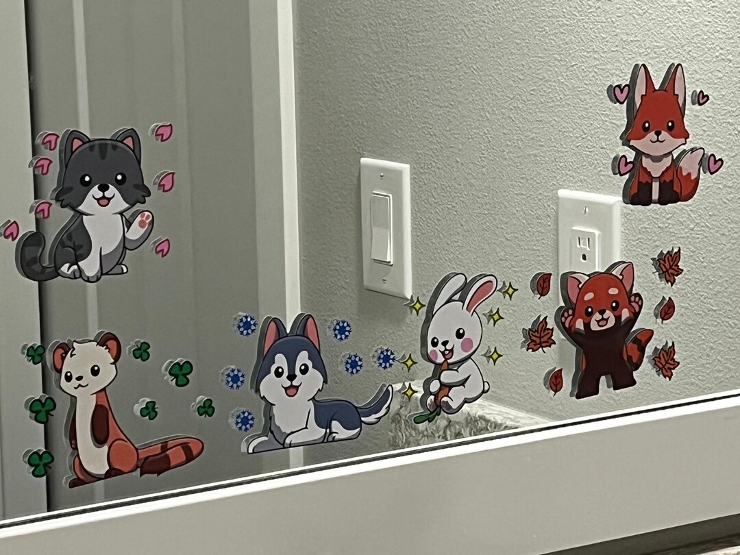 Animals Window Cling Sticker Sheet perfect for Mirror Décor one Sided ...