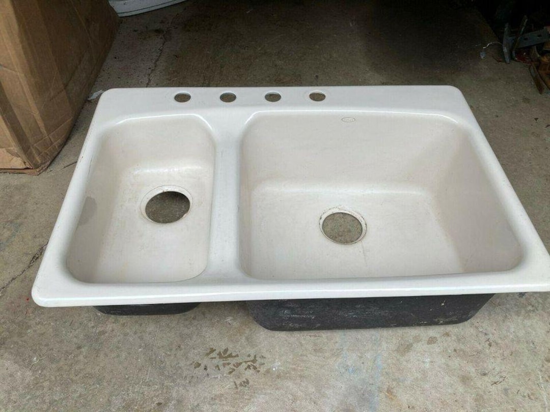 Offers Welcome Vintage Kohler Lakefield Double Kitchen Sink // Cast ...
