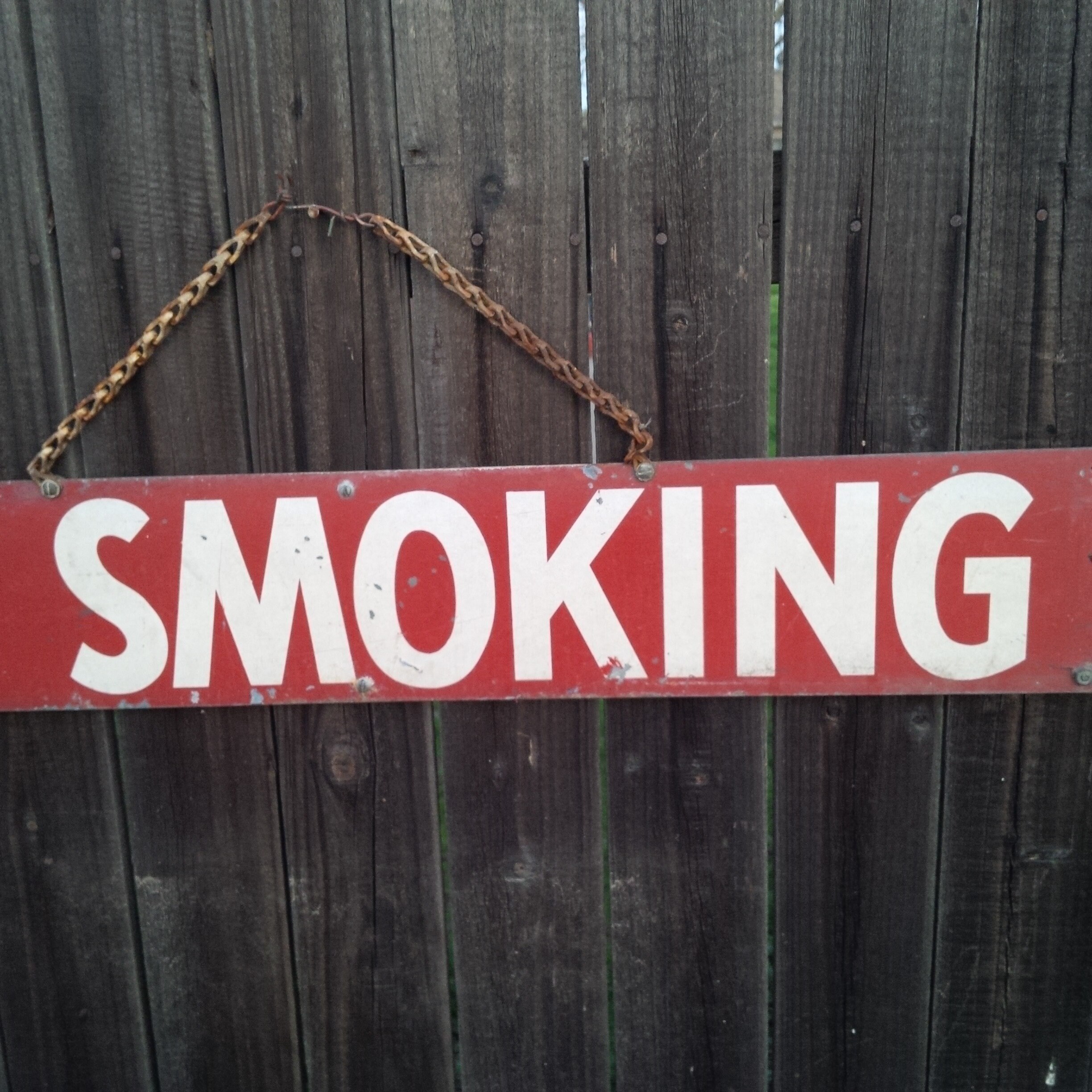 Antique No Smoking Sign // Red & White // Double-sided Storefront ...